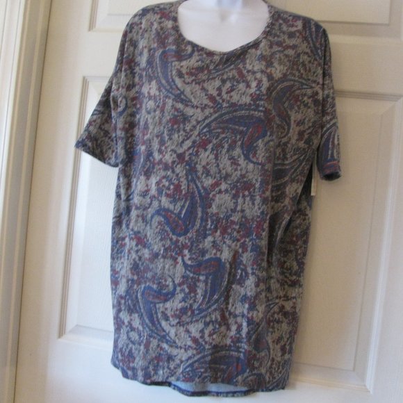 LuLaRoe | Tops | 25 Lularoe Irma Tunic Xs Nwt 36 Gray Blue Paisley ...